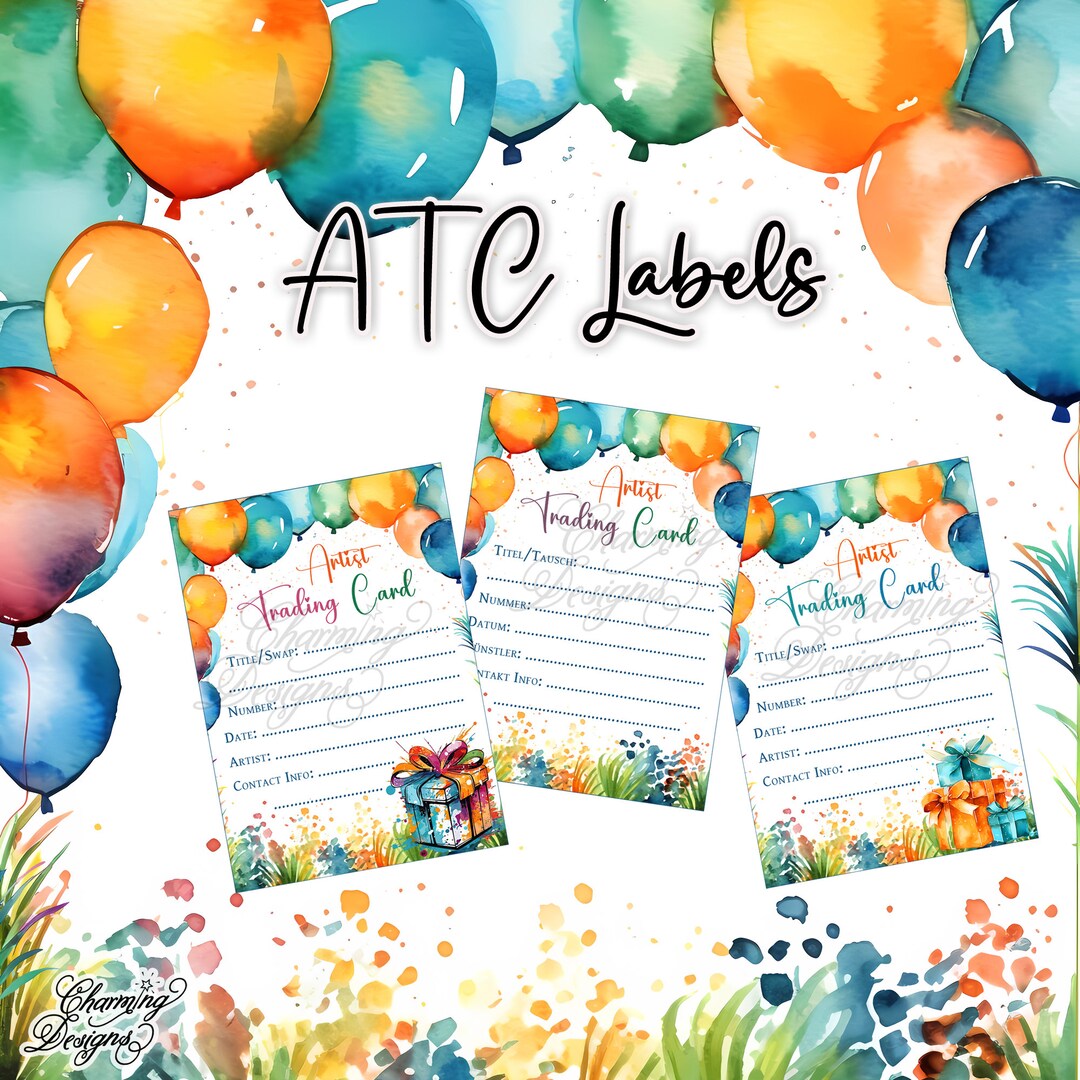 Birthday ATC Back Sides, Artist Trading Card Label, Digital Download ...