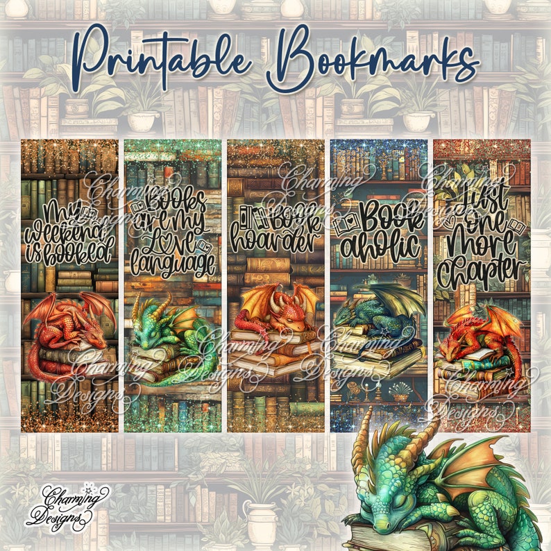 Dragon Bookmarks, Fantasy Bookmarks With Quotes, Digital Download ...