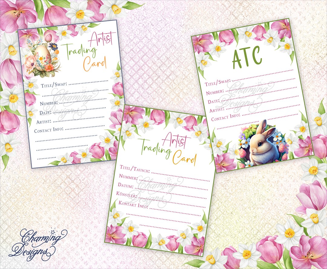 Spring ATC Back Sides, Easter Artist Trading Card Label, Digital ...