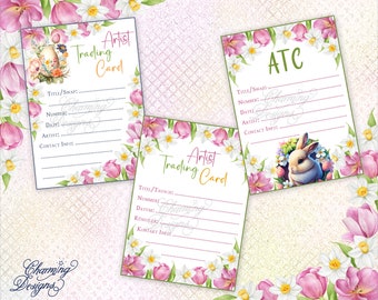 Printable ATC Back, Digital Download, Artist Trading Card Backs, ACEO ...