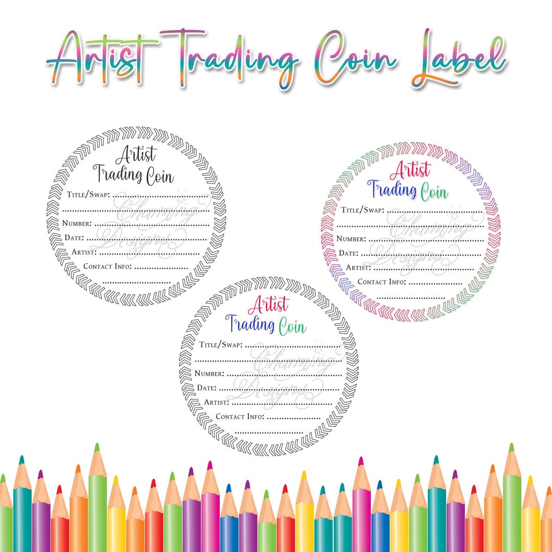 Artist Trading Coin Label, ATC Back Sides, Black & Colorful ATC Backs ...