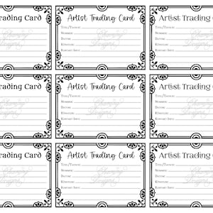 ATC Back Sides, Horizontal Artist Trading Card Label, Digital Download ...