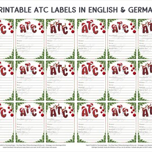 Christmas ATC Back Sides, Xmas Artist Trading Card Label, Digital ...