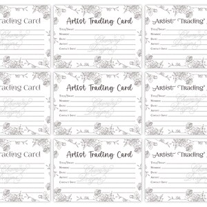 ATC Back Sides, Horizontal Artist Trading Card Label, Digital Download ...