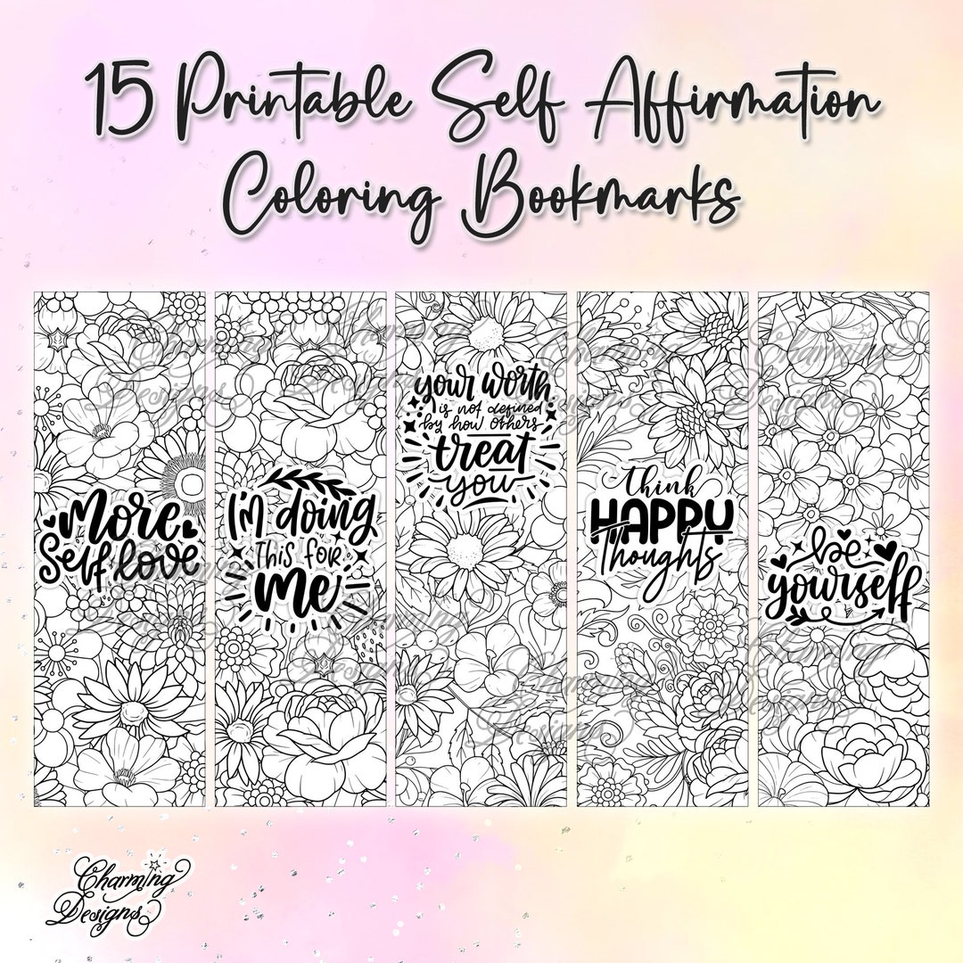 Coloring Bookmarks With Flowers, Floral Bookmarks With Positive ...