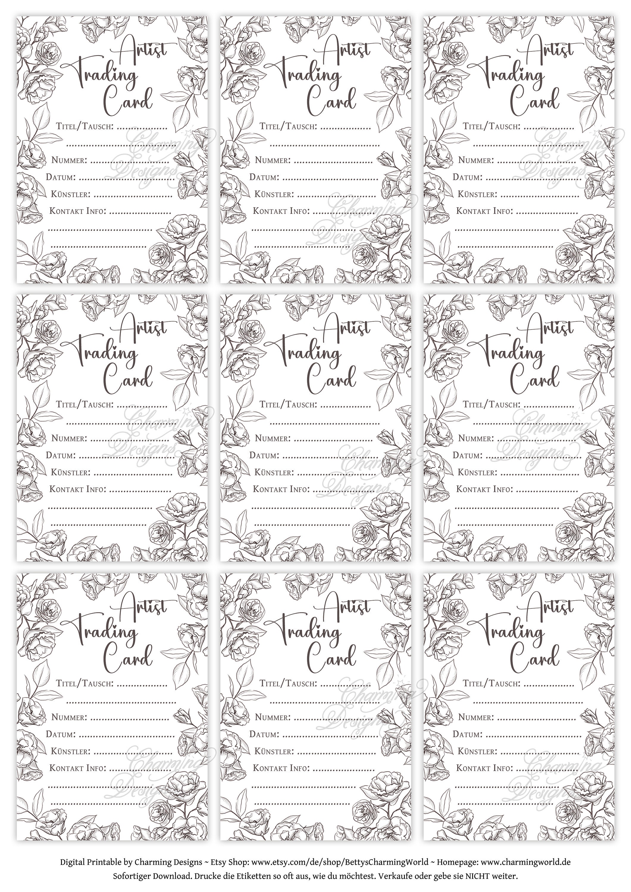 ATC Back Sides, Artist Trading Card Label, Digital Download, Digital ...
