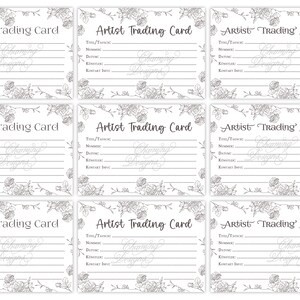 ATC Back Sides, Horizontal Artist Trading Card Label, Digital Download ...