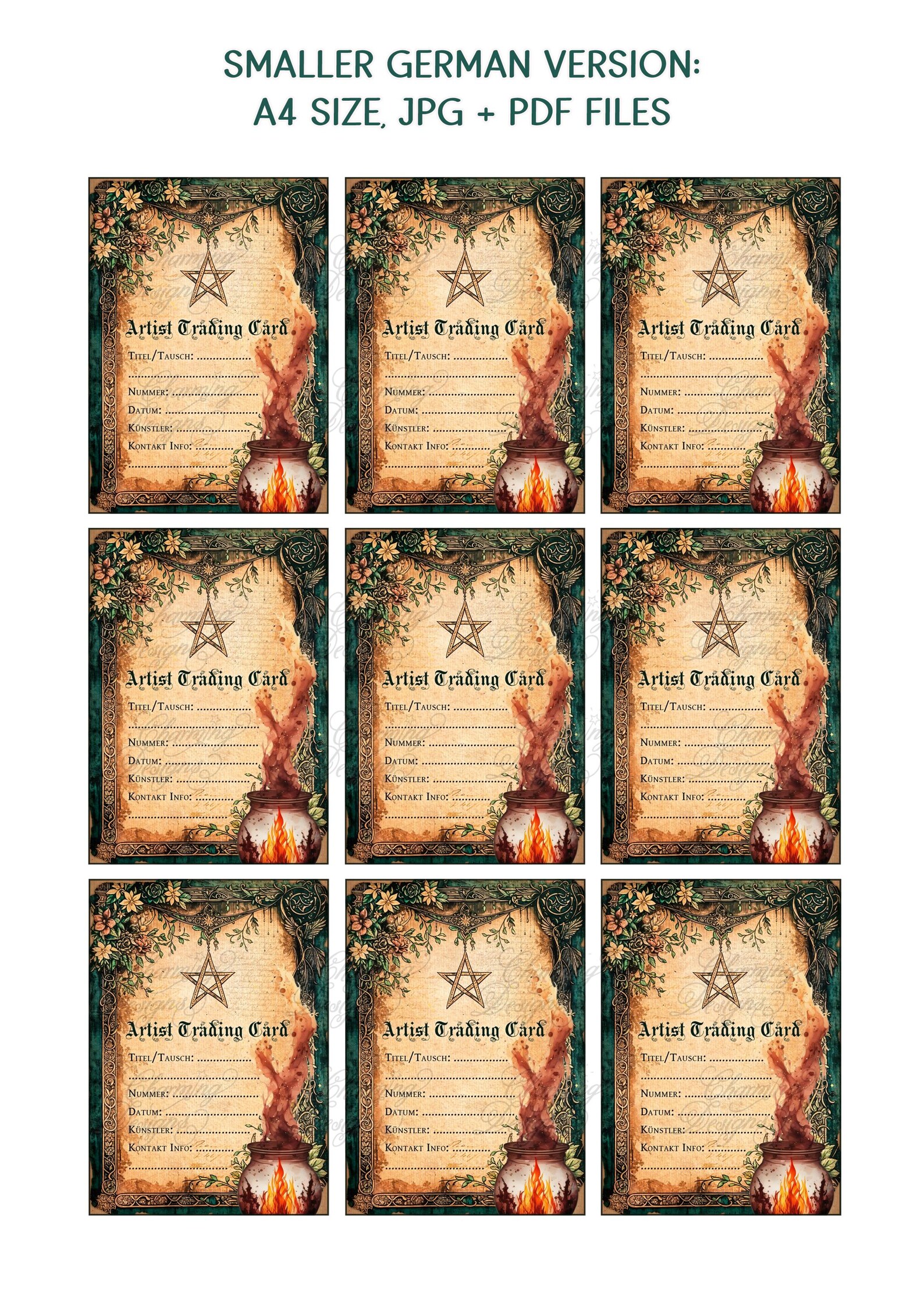 ATC Back Sides, Fantasy Artist Trading Card Label, Digital Download ...