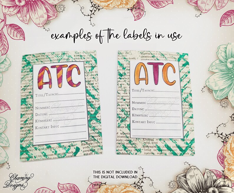 ATC Back Sides, Artist Trading Card Label, Digital Download, Digital ...