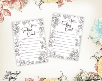 ATC Back Sides, Horizontal Artist Trading Card Label, Digital Download ...