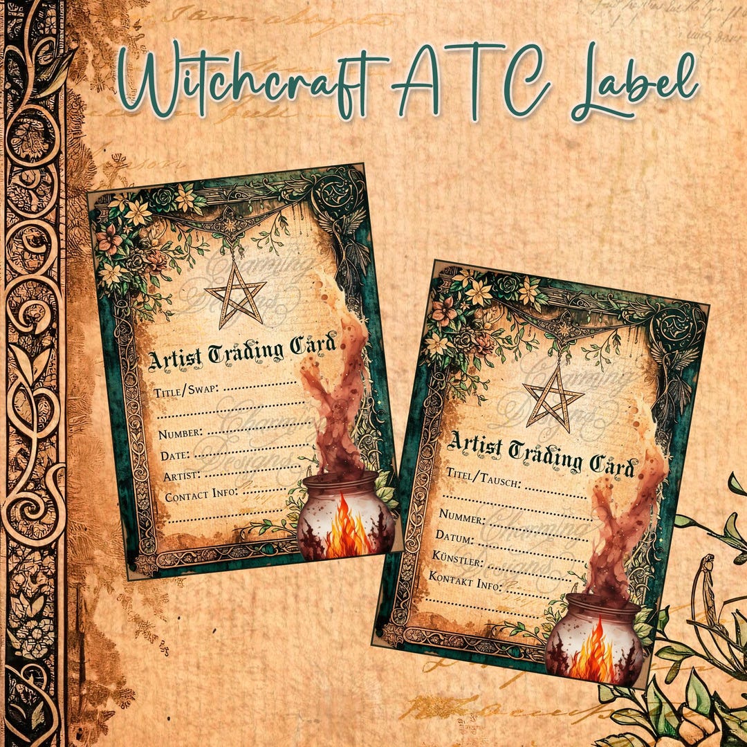 ATC Back Sides, Fantasy Artist Trading Card Label, Digital Download ...