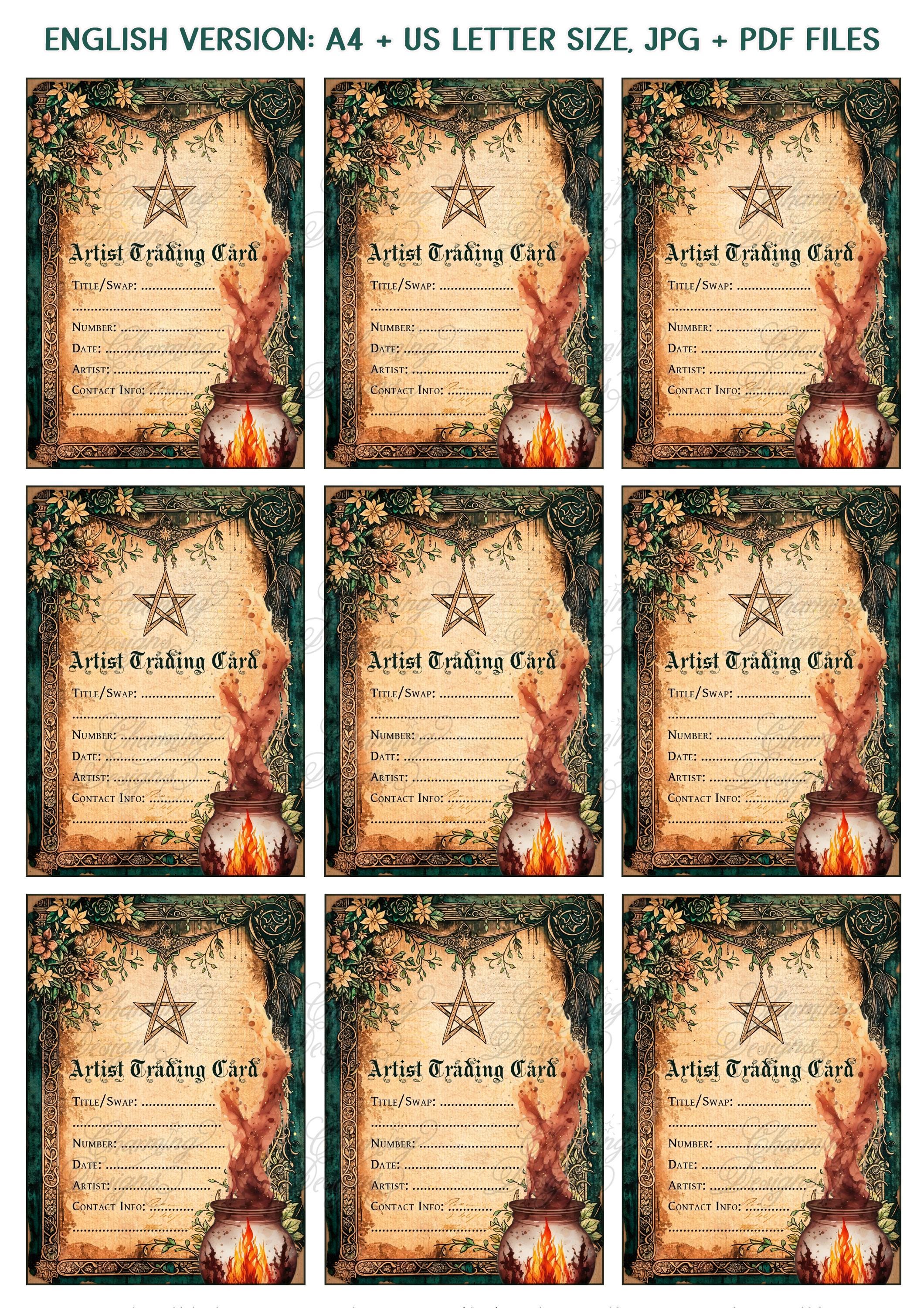 ATC Back Sides, Fantasy Artist Trading Card Label, Digital Download ...