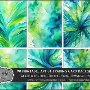 ATC Backgrounds, Blue & Green Artist Trading Cards, Junk Journal Cards ...