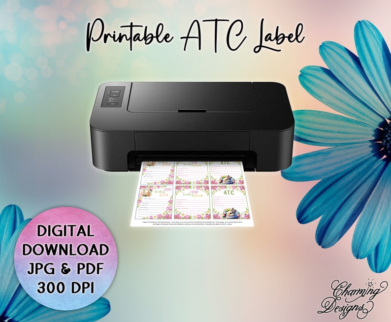 ATC Back Sides, Horizontal Artist Trading Card Label, Digital Download ...