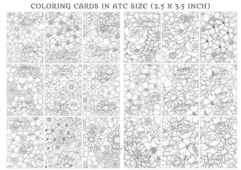 Printable Affirmation Cards, Coloring Cards With Flowers, Floral Artist ...