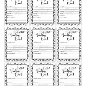 ATC Back Sides, Colorful Artist Trading Card Label, Digital Download ...