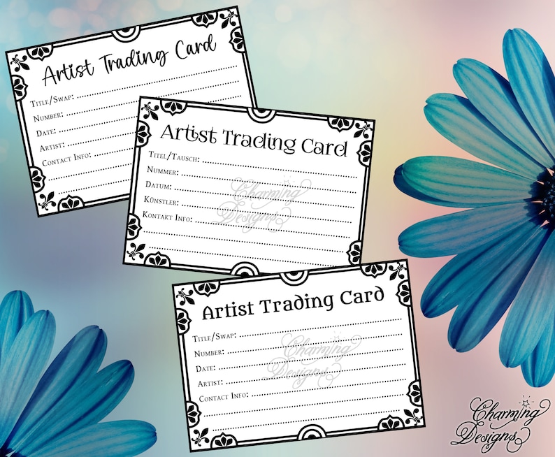 ATC Back Sides, Horizontal Artist Trading Card Label, Digital Download ...