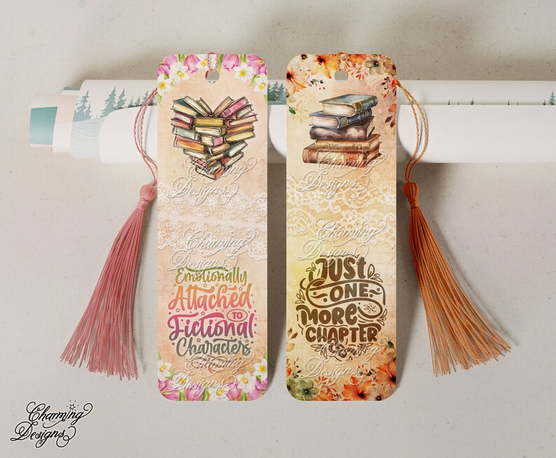 Bookmarks With Flowers and Books, Floral Bookmarks With Quotes, Digital ...