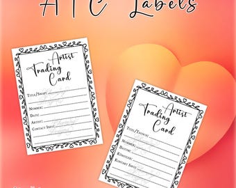 Printable ATC Back, Digital Download, Artist Trading Card Backs, ACEO ...