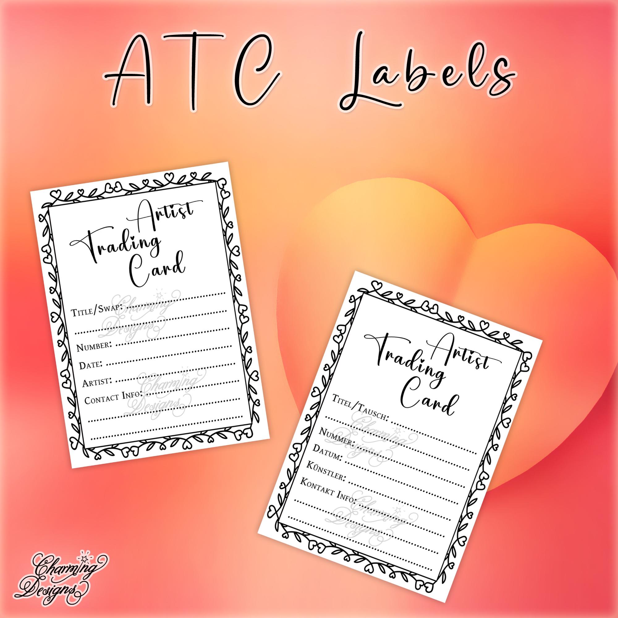 ATC Back Sides, Colorful Artist Trading Card Label, Digital Download ...