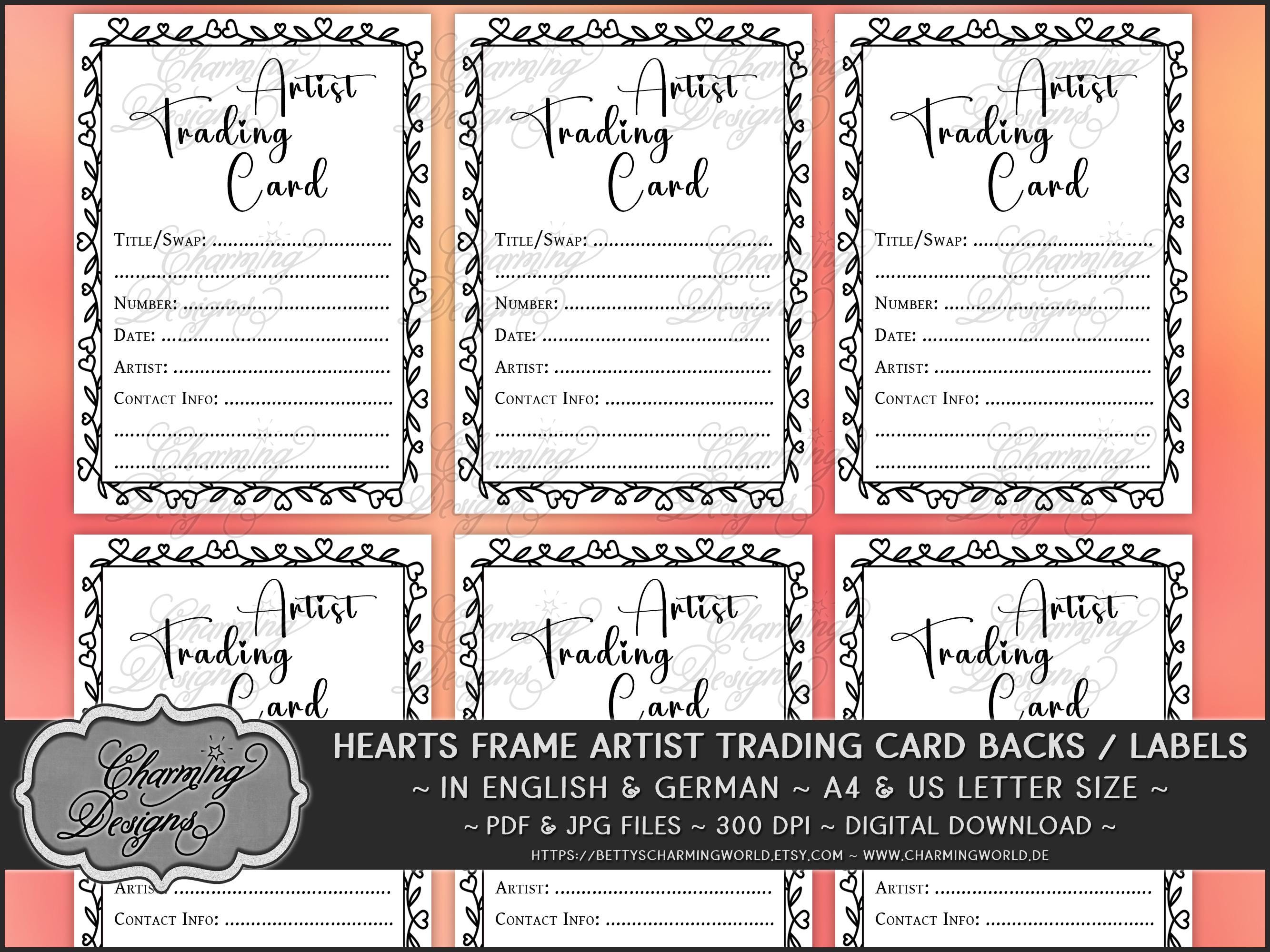 ATC Back Sides, Colorful Artist Trading Card Label, Digital Download ...