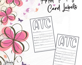 ATC Back Sides, Horizontal Artist Trading Card Label, Digital Download ...