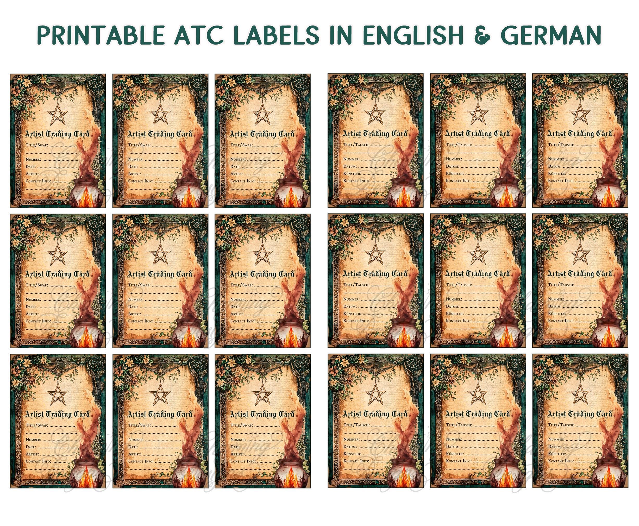 ATC Back Sides, Fantasy Artist Trading Card Label, Digital Download ...