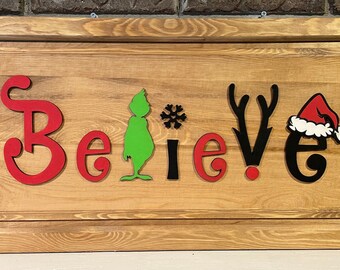 Believe Grinch Sign - Etsy