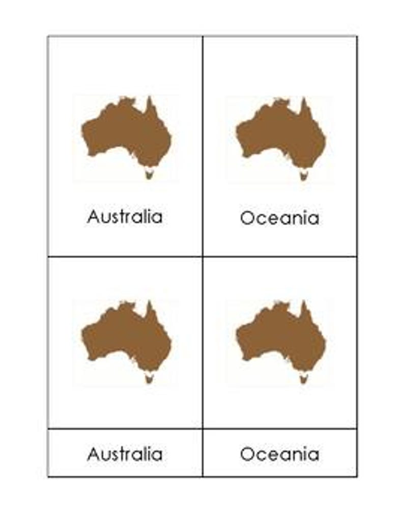 Continents of the World 3-part Card Set - Etsy