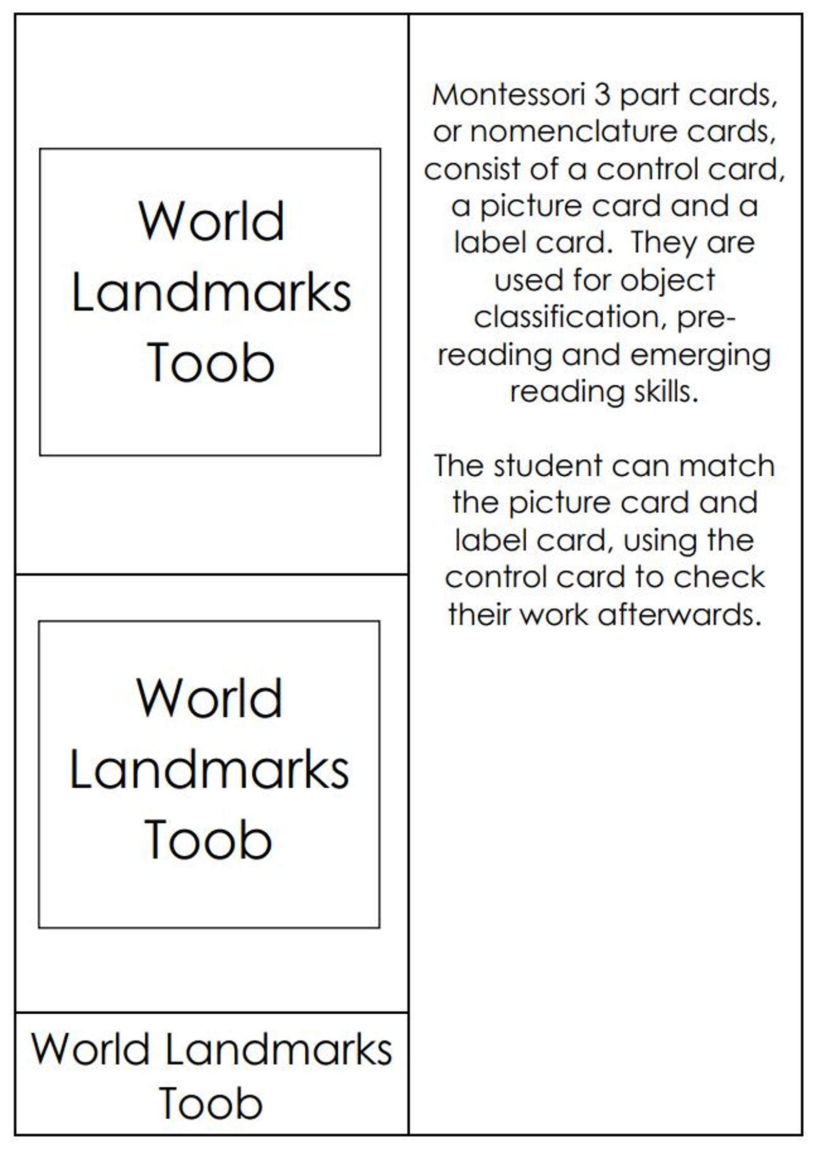 World Landmarks Safari Toob 3-part Card Set Digital File - Etsy