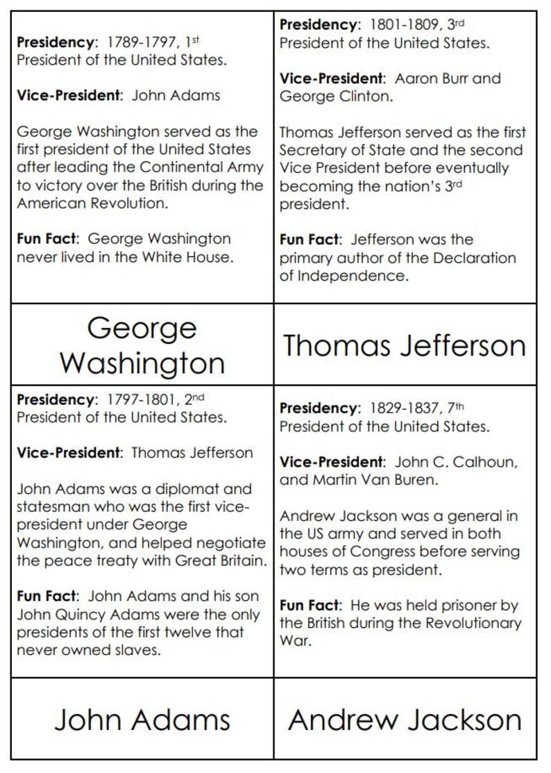 US Presidents Safari Toob 3-part Card Set Digital File - Etsy