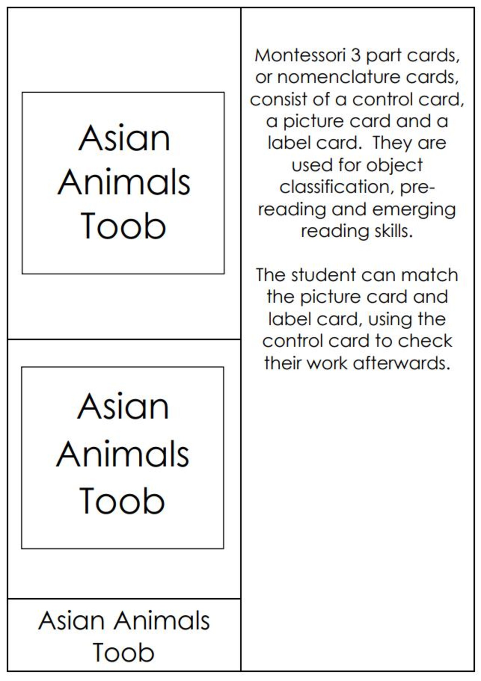 Asian Animals Safari Toob 3-part Card Set Digital File - Etsy