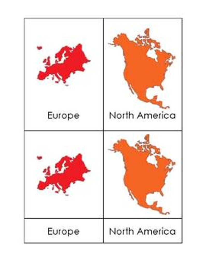 Continents of the World 3-part Card Set - Etsy