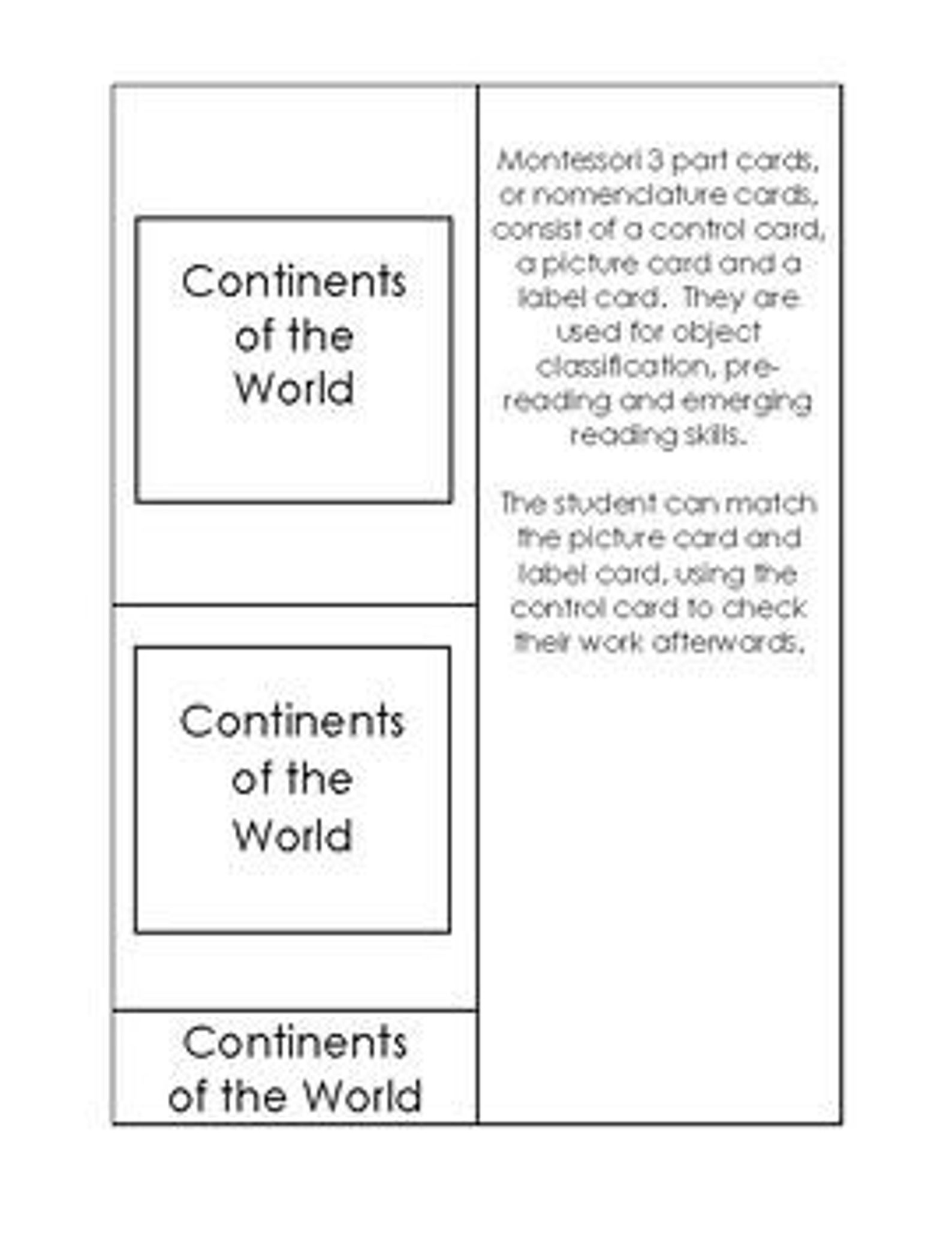 Continents of the World 3-part Card Set - Etsy