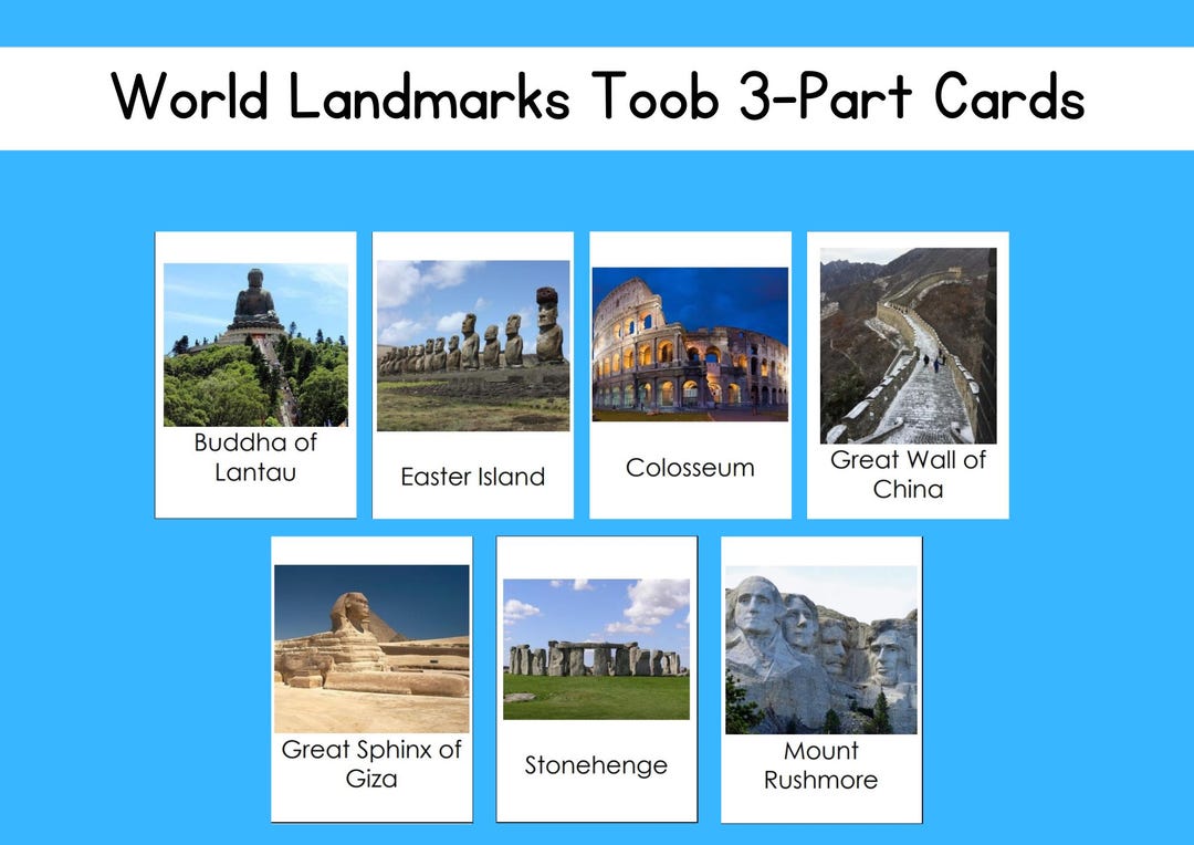 World Landmarks Safari Toob 3-part Card Set Digital File - Etsy