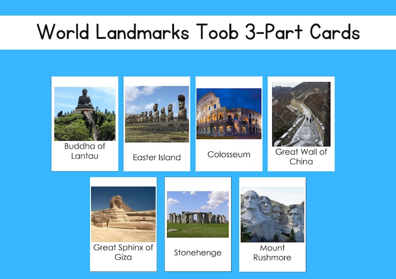 World Landmarks Safari Toob 3-part Card Set Digital File - Etsy