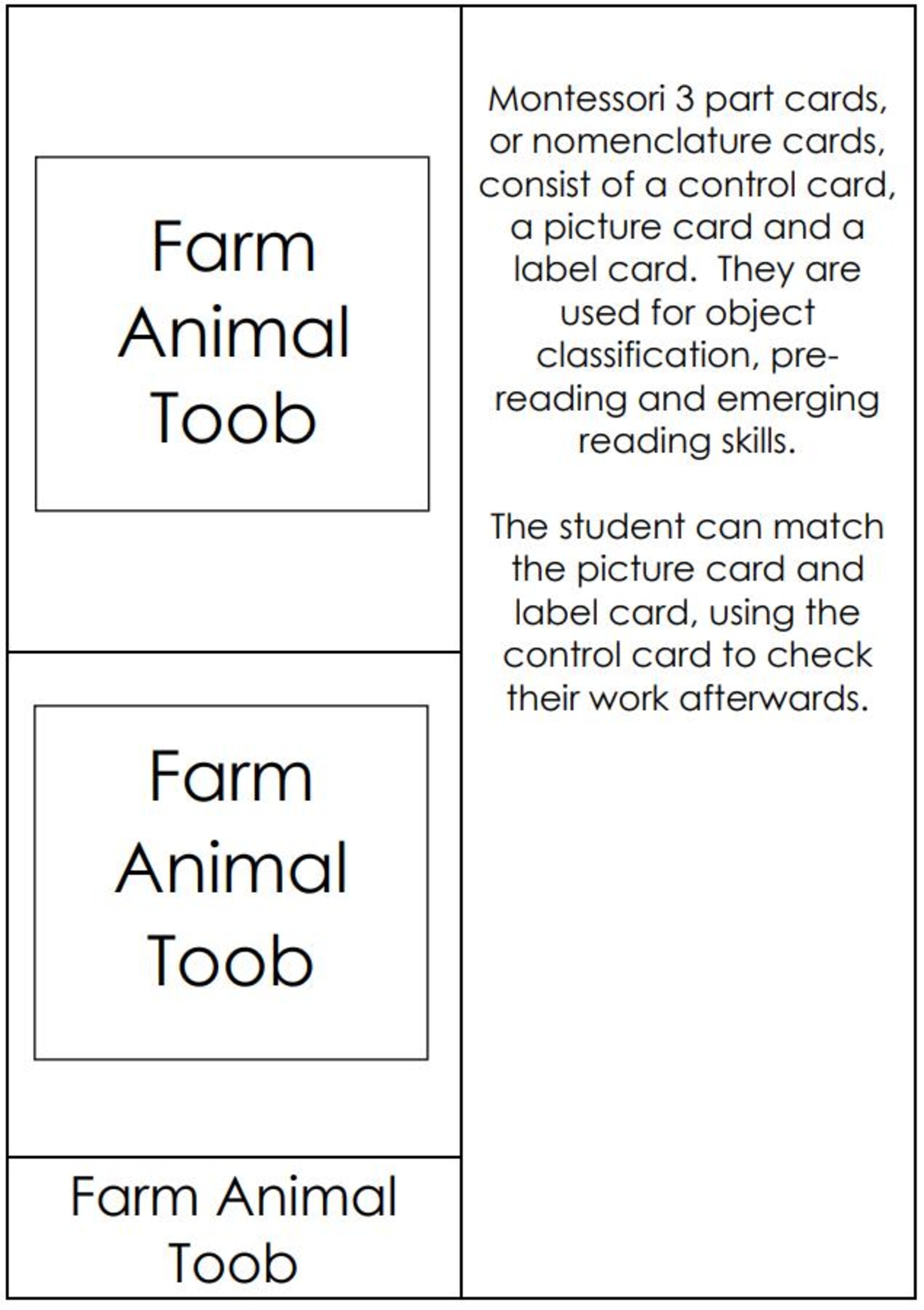 Farm Safari Toob 3-part Card Set Digital File - Etsy