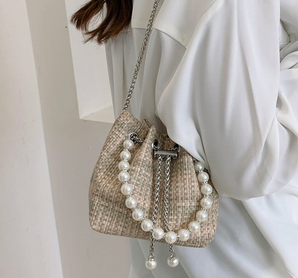 Chunky Pearl Chain for Short Handle Handbag, Rhinestone Beaded Purse ...
