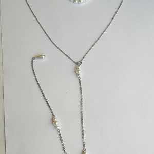 Simple Pearl Back Chain, Gold Backdrop Body Chain, Silver Bridal ...