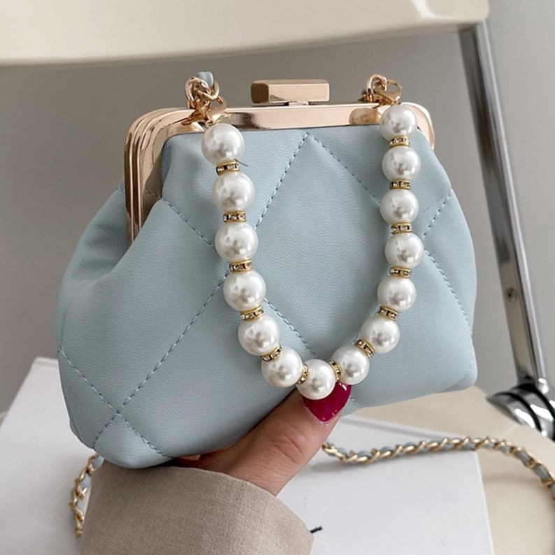 Chunky Pearl Chain for Short Handle Handbag, Rhinestone Beaded Purse ...