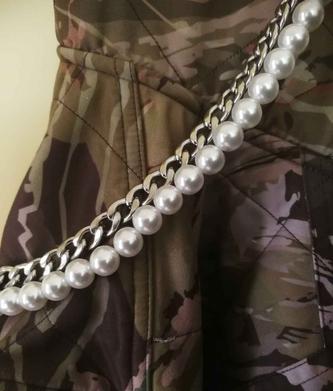 10MM Pearl Pant Chain for Men, Stainless Steel Metal Strap, Chunky ...