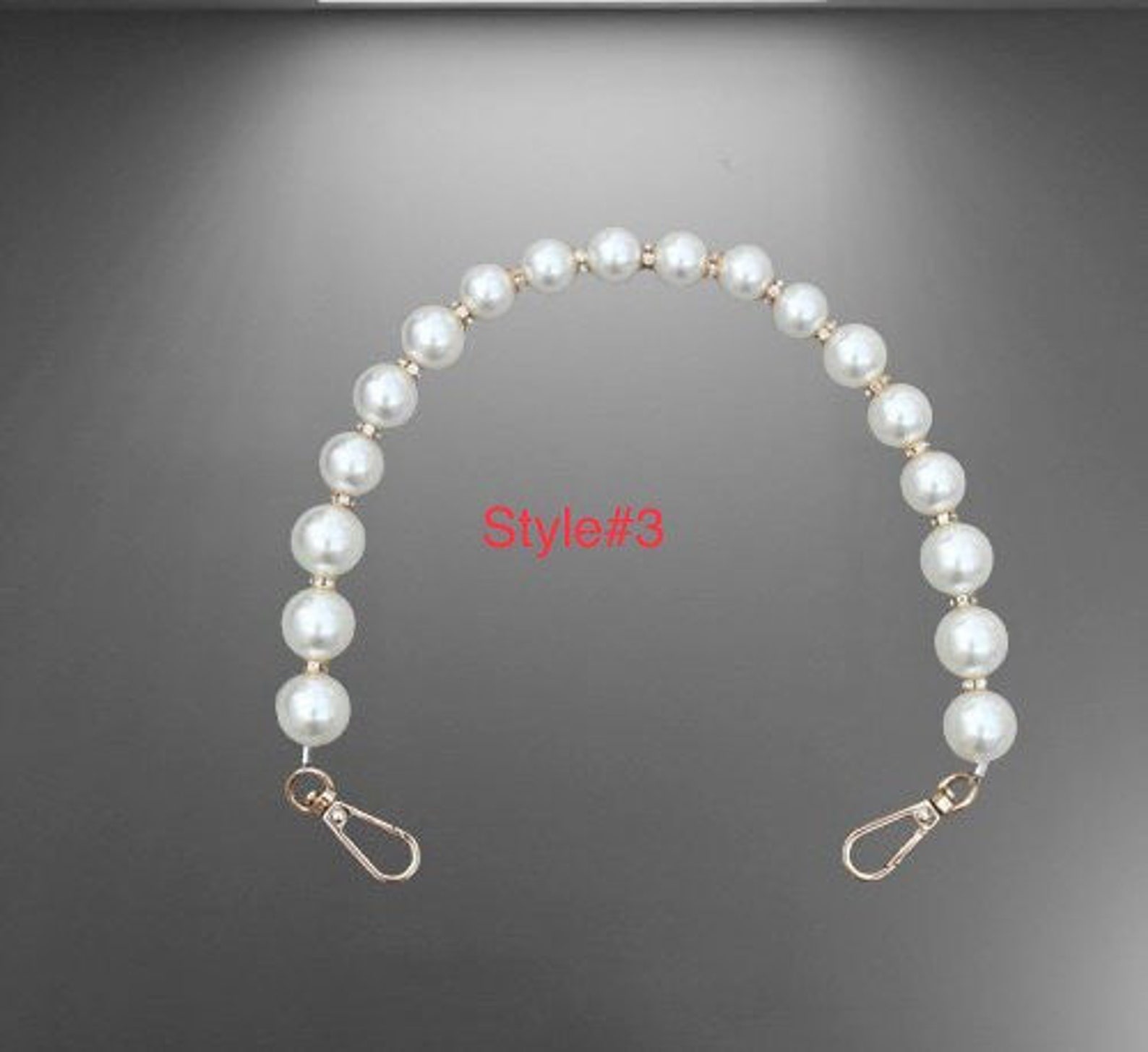 Chunky Pearl Chain for Short Handle Handbag, Rhinestone Beaded Purse ...