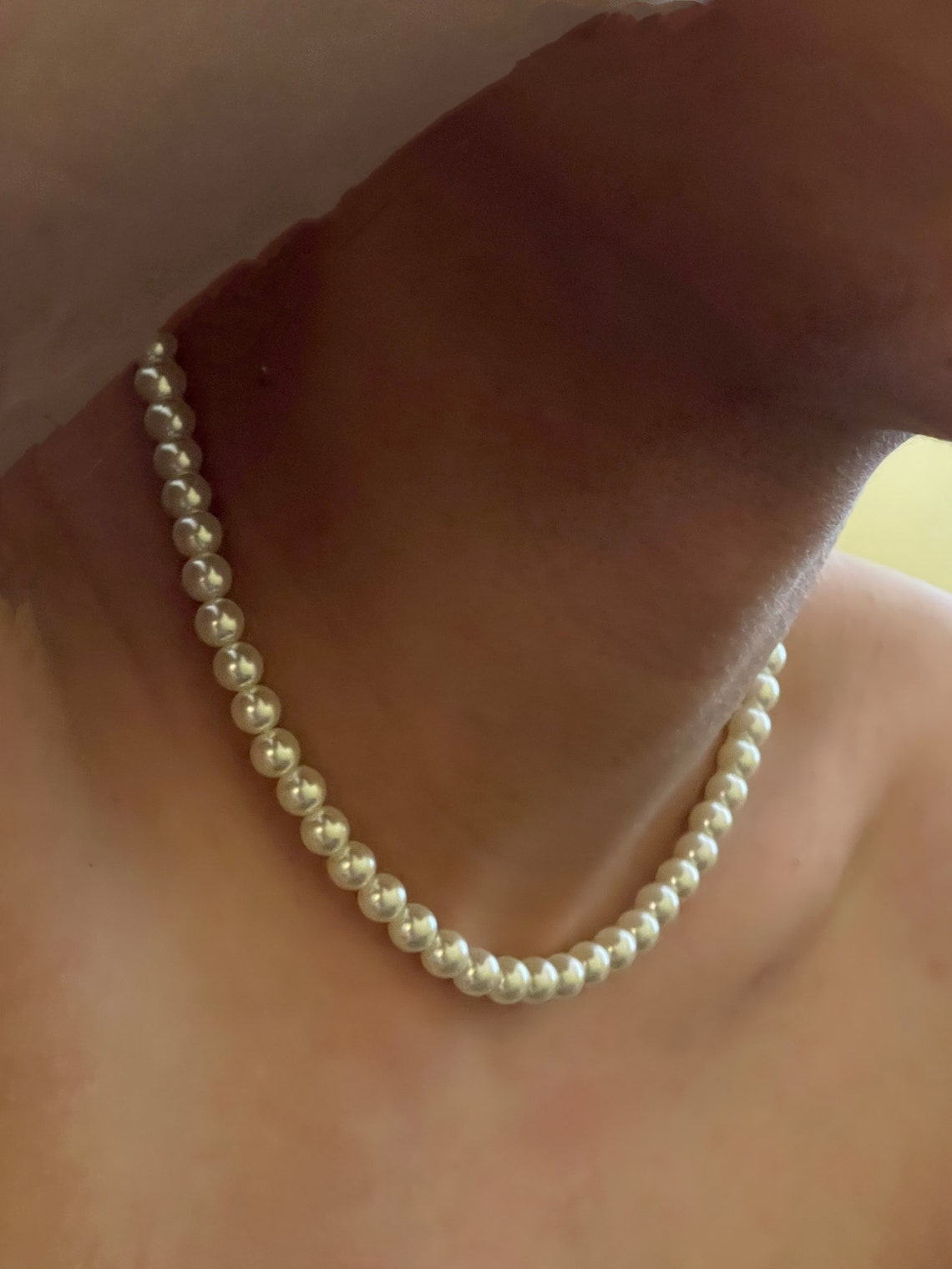 Pearls Necklace for Men Stacking Round Pearl Choker Beaded - Etsy