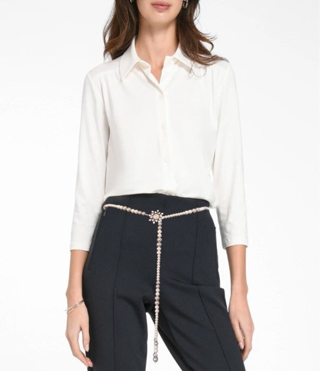 Classic Bi-color Pearl Waist Belt for Women Outfit, Elegant Gray Pearls ...