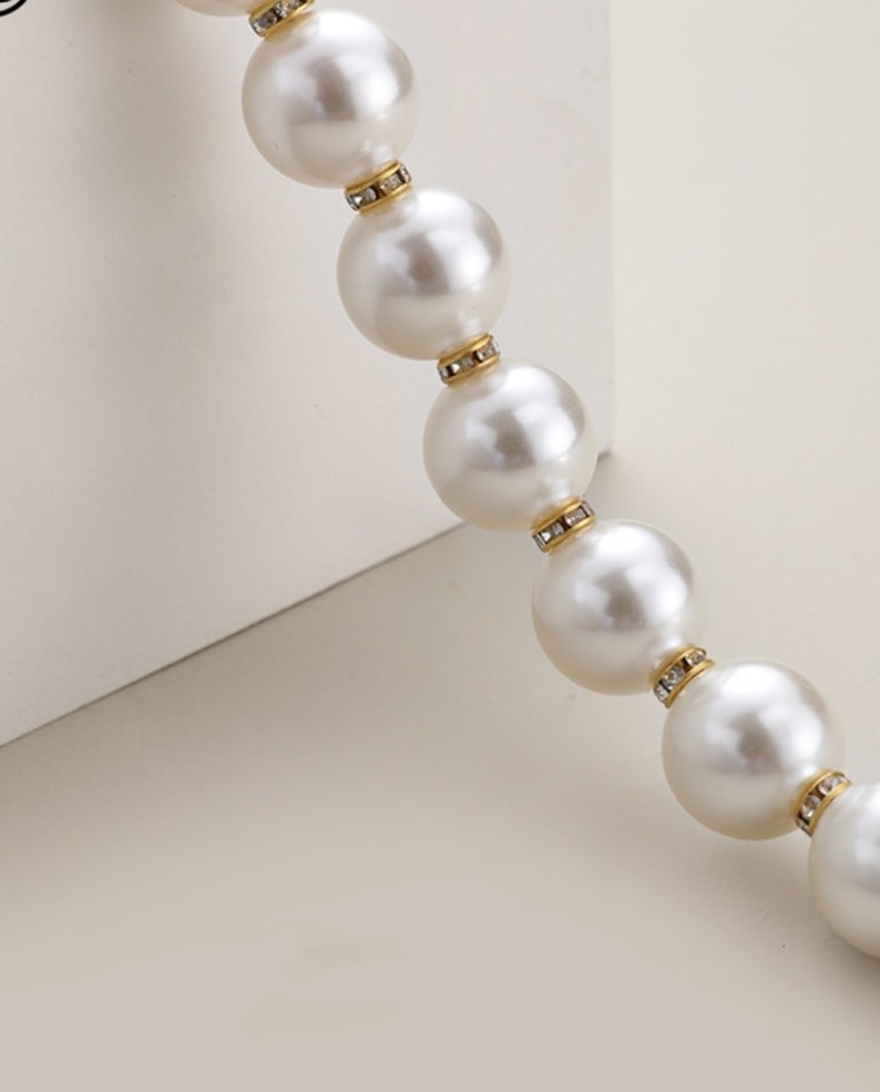 Chunky Pearl Chain for Short Handle Handbag, Rhinestone Beaded Purse ...