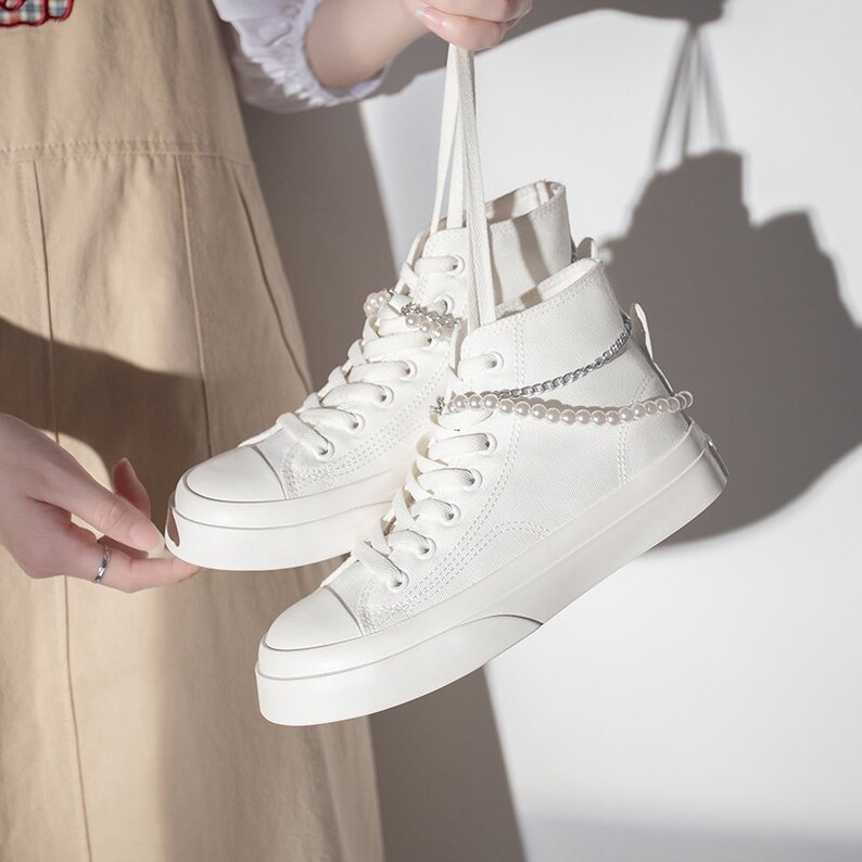 Silver Pearl Boot Chain, Beaded Anklet Strap Shoelaces for Sneaker ...