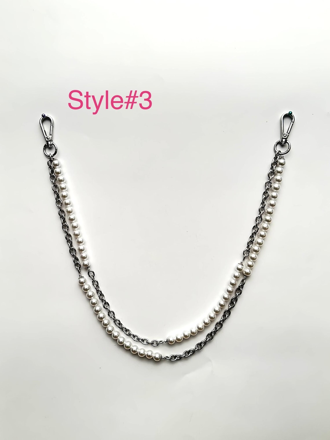 10MM Pearl Pant Chain for Men, Stainless Steel Metal Strap, Mixed Cuban ...
