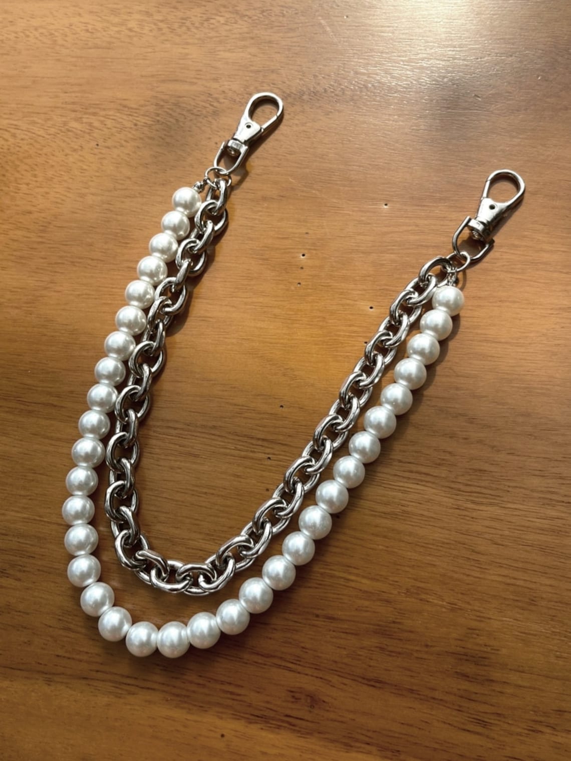 10MM Pearl Pant Chain for Men, Stainless Steel Metal Strap, Mixed Cuban ...