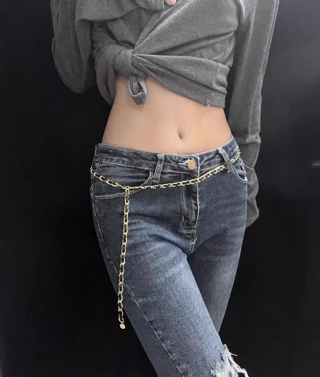 5 Colors, Leather Metal Waist Chain Belt for Women, Aluminum Chunky ...