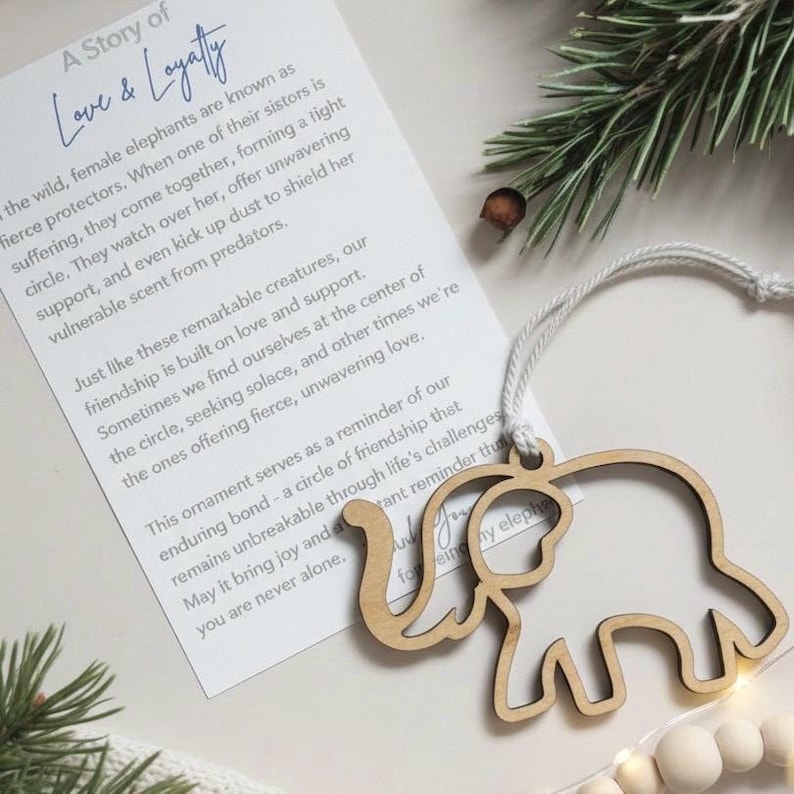Wooden Elephant Friendship Ornament • Meaningful Best Friend Gift ...